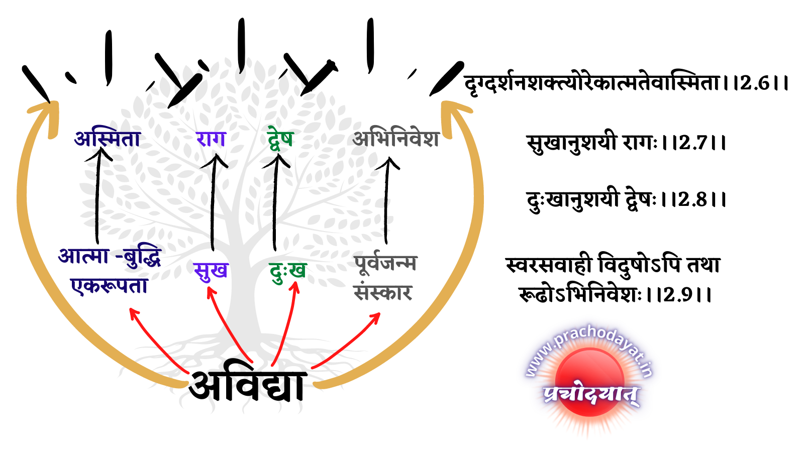 YogaSutra : Sadhana Pada : Sutra 6,7,8 and 9 - Prachodayat